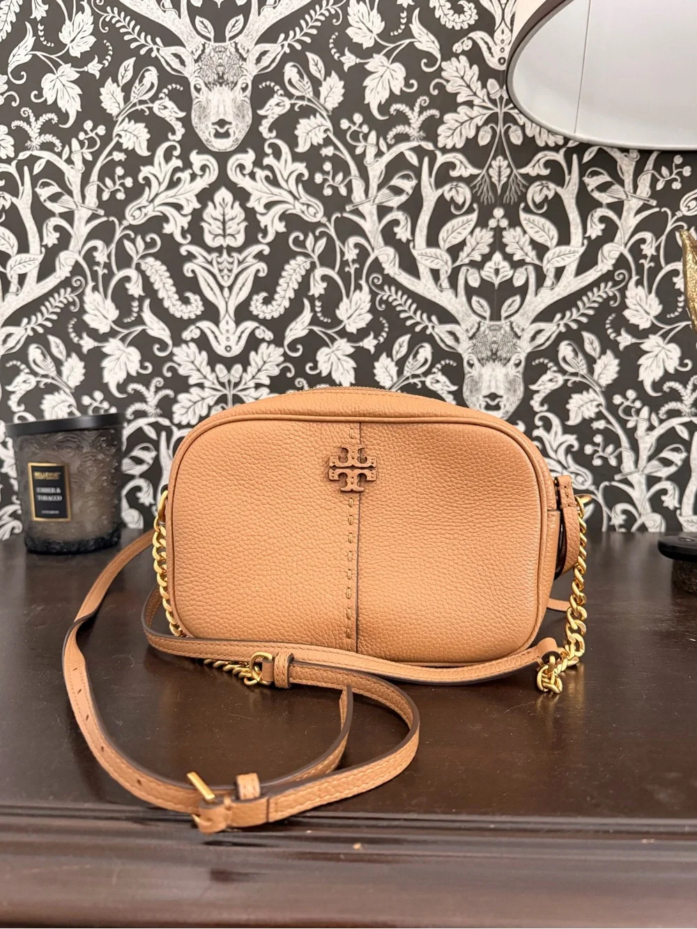 Tory Burch | Bags | Tory Burch Cameltan Pebbled Leather Crossbody With ...